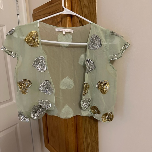 Accessories | Y2k 200 Silk Sheer Heart Patch Shrug | Poshmark